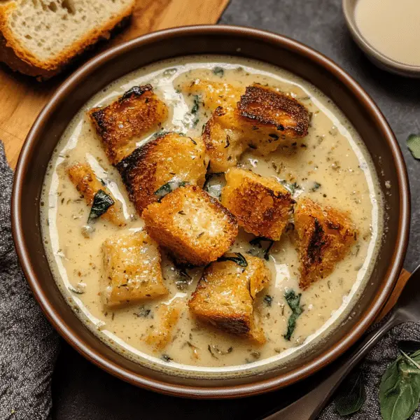Creamy Garlic Bread Soup